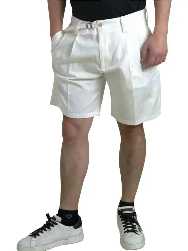Dolce & Gabbana Pleated Buckled Shorts - White