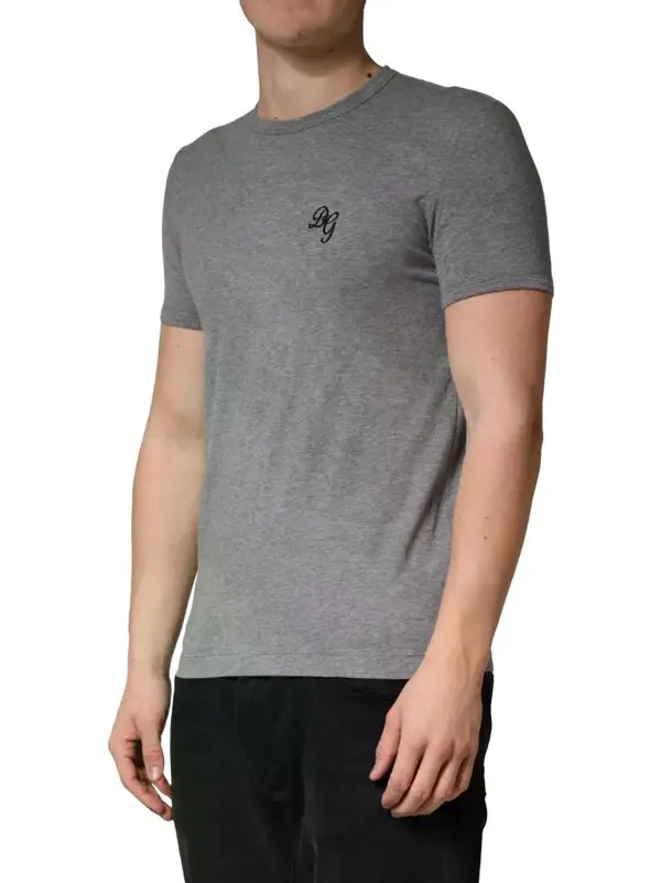Dolce & Gabbana Logo-embroidered Crew-neck T-shirt - Grey