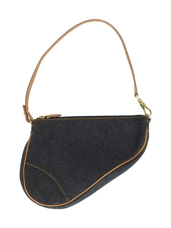 FWRD RENEW Dior Denim Pochette Saddle Bag - Blue