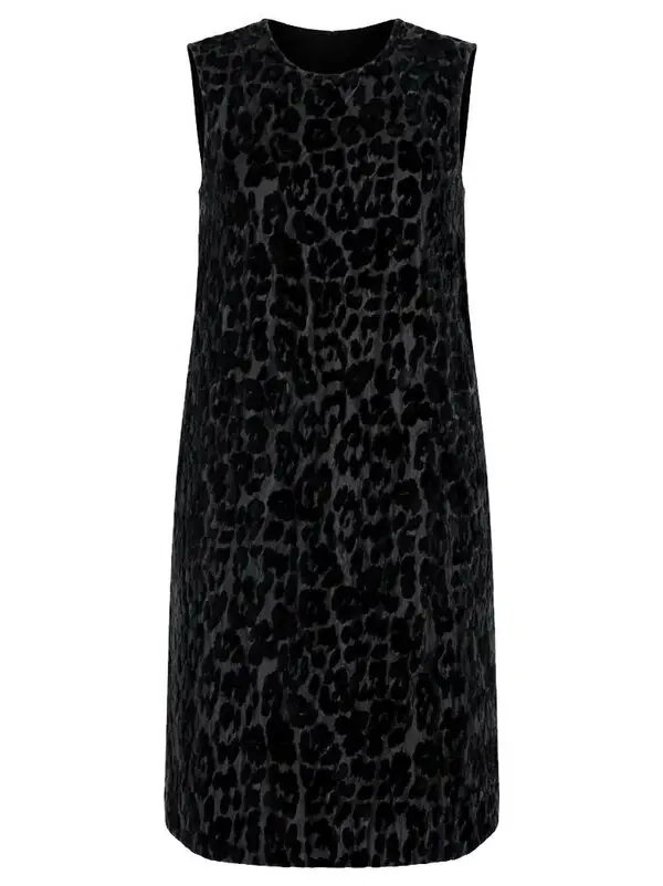 Dolce & Gabbana Leopard-print Velvet Mini Dress - Black
