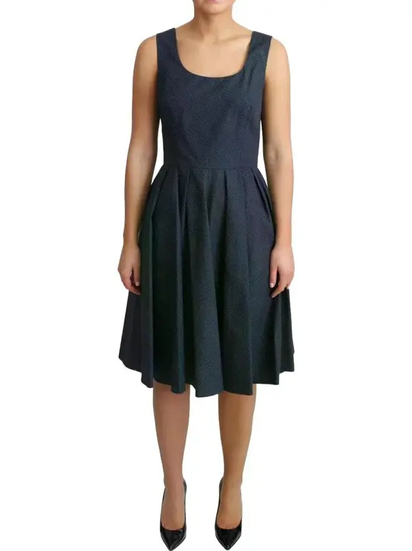 Dolce & Gabbana Navy Polka Dot Midi Dress - Blue