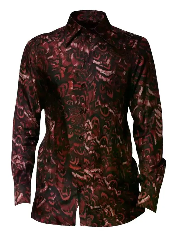 Dolce & Gabbana Feather-print Long-sleeved Shirt - Red