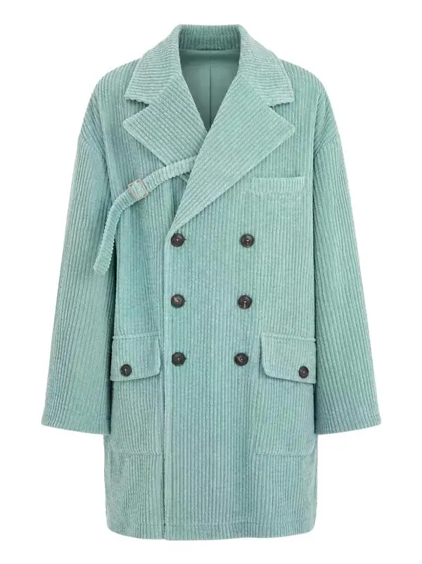 Dolce & Gabbana Double-breasted Corduroy Coat - Blue