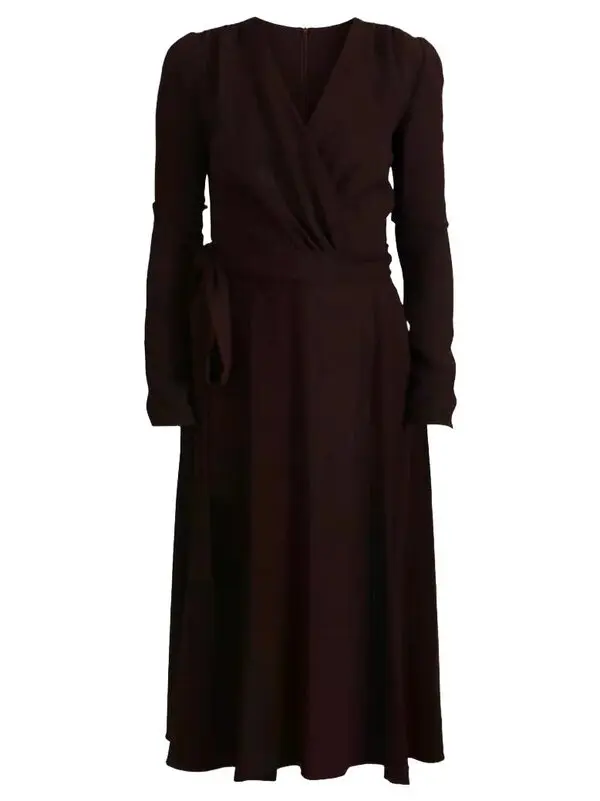 Dolce & Gabbana Wrap Long-sleeve Midi Dress - Brown