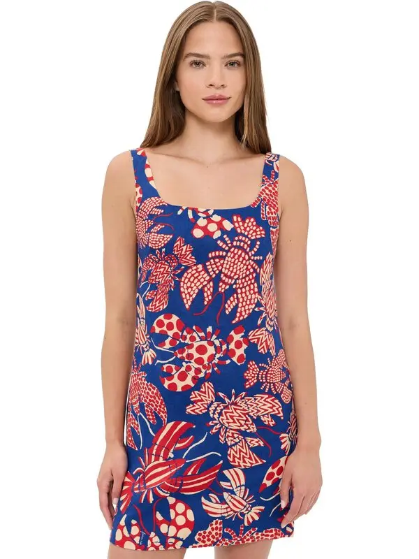 Farm Rio Lobster Linen Mini Dress - Red/blue