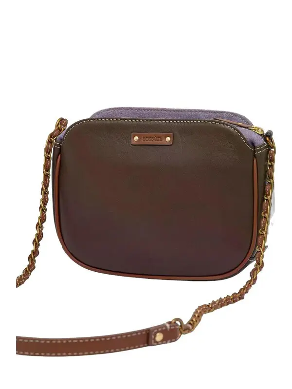 SESSUN Woven-panel Leather Shoulder Bag - Brown