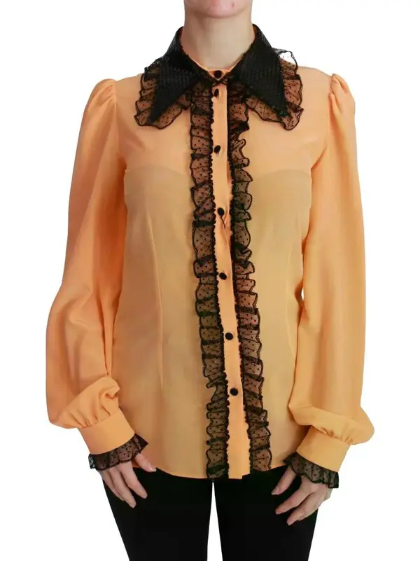 Dolce & Gabbana Ruffled Sequin-embellished Blouse - Orange