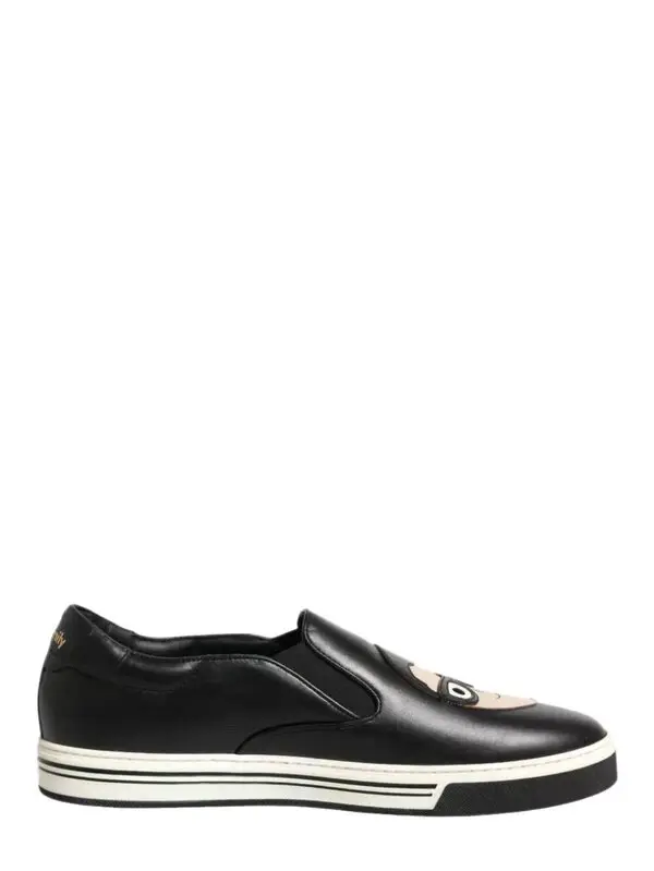 Dolce & Gabbana Leather Slip-on Sneakers - Black