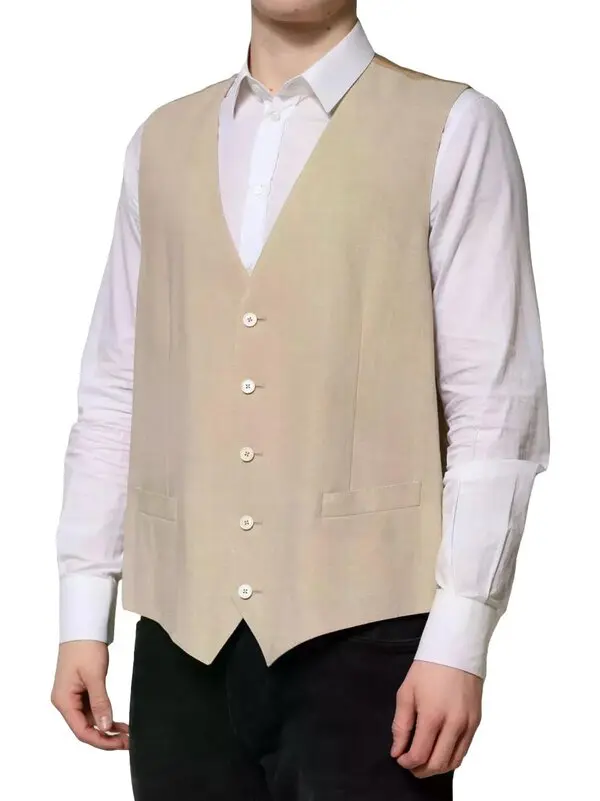 Dolce & Gabbana Linen Button-up Waistcoat - Neutrals
