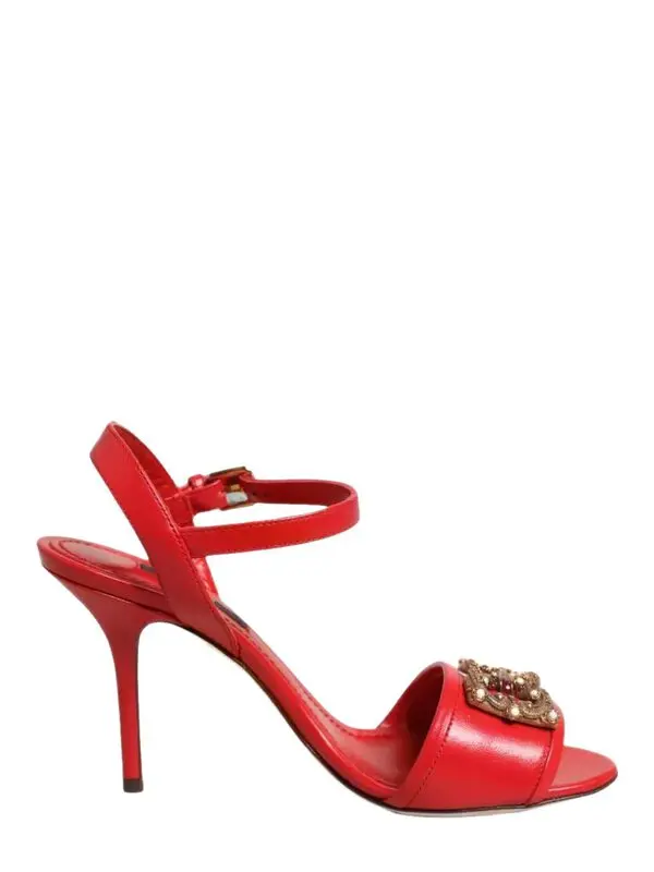 Dolce & Gabbana Dg Amore Pearl-embellished Stiletto Sandals - Red