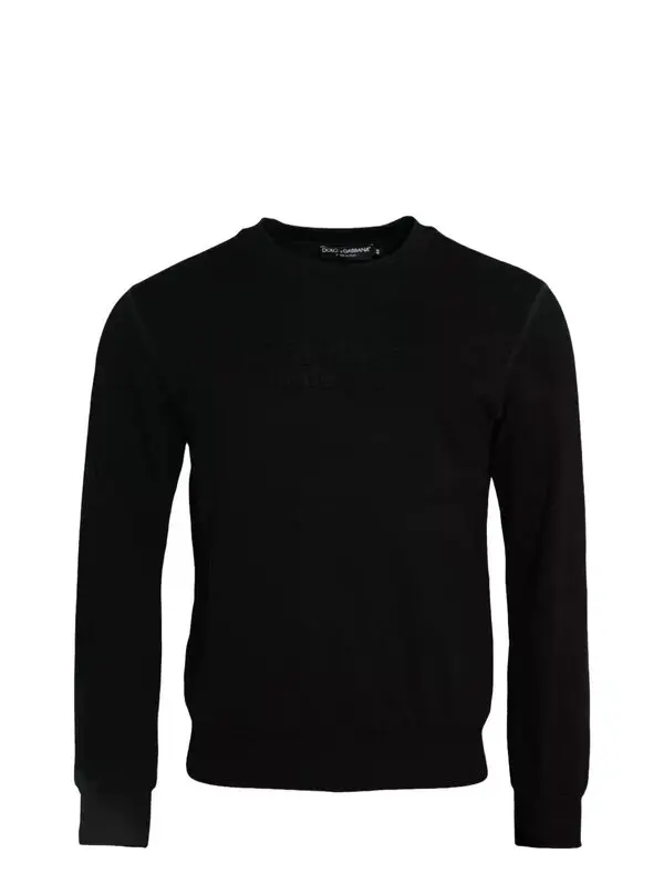 Dolce & Gabbana Logo-embossed Crew Neck Sweater - Black