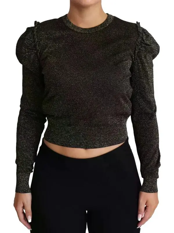 Dolce & Gabbana Glitter-knit Puff-shoulder Sweater - Black