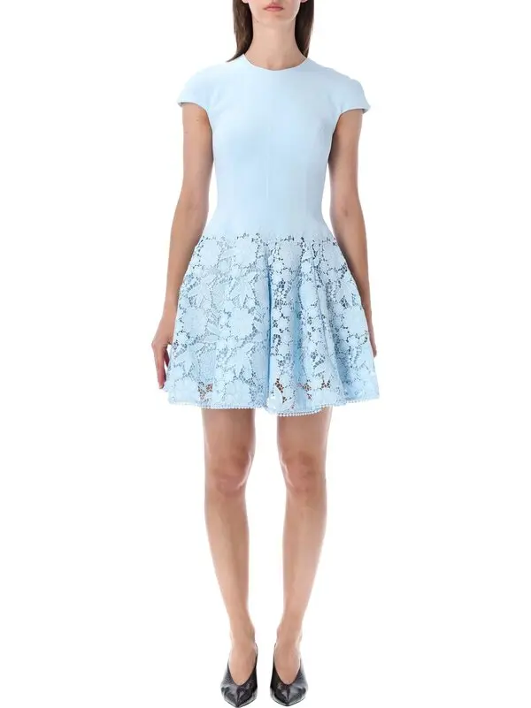 SELF-PORTRAIT Crepe Lace Mini Dress - Blue