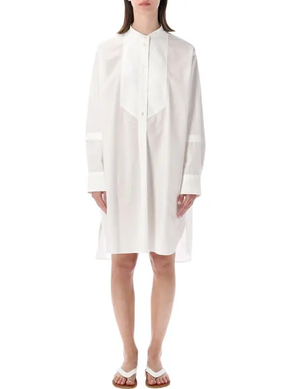 Studio Nicholson Popover Dress With Grandad Collar - White