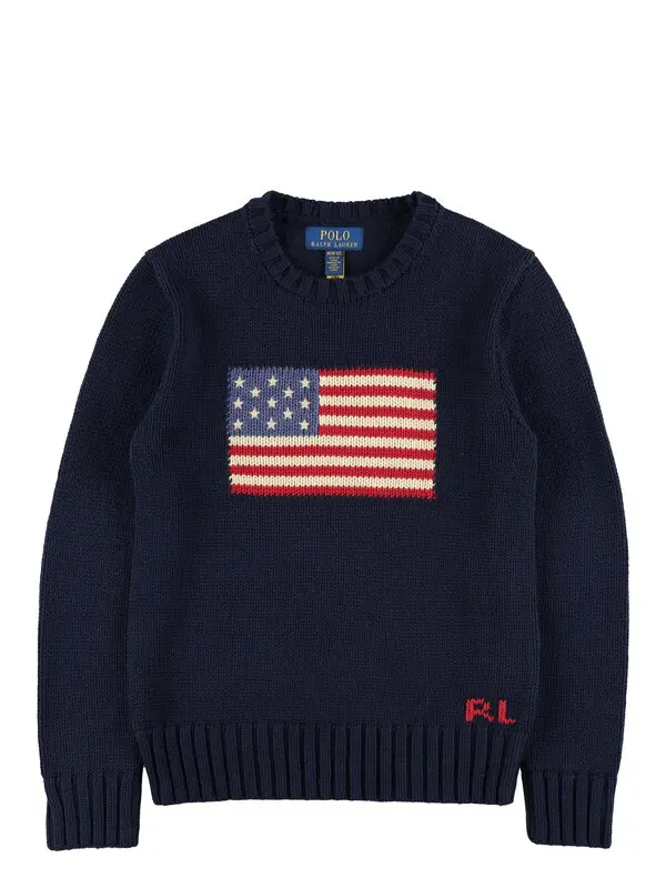 Polo Ralph Lauren Jacquard American Flag Sweater - Blu