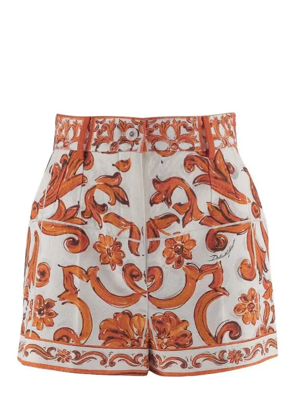 Dolce & Gabbana Majolica Print Stretch Cotton Blend Shorts - Multi
