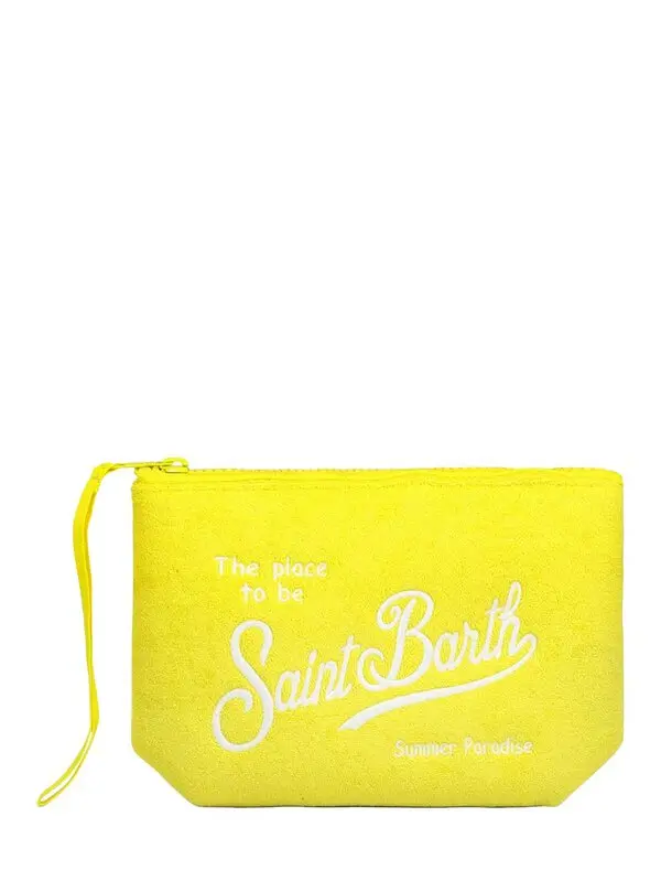 MC2 SAINT BARTH Aline Clutch Bag With Logo - Yellow