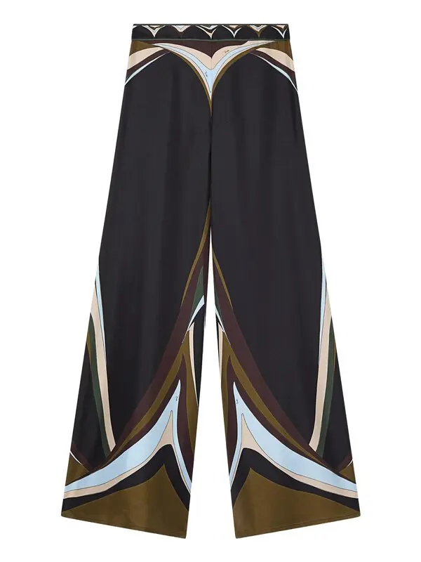 Emilio Pucci Silk Palazzo Pants With Fari Print - Multi