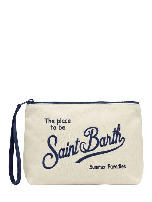 MC2 SAINT BARTH Logo Canvas Clutch Bag - White