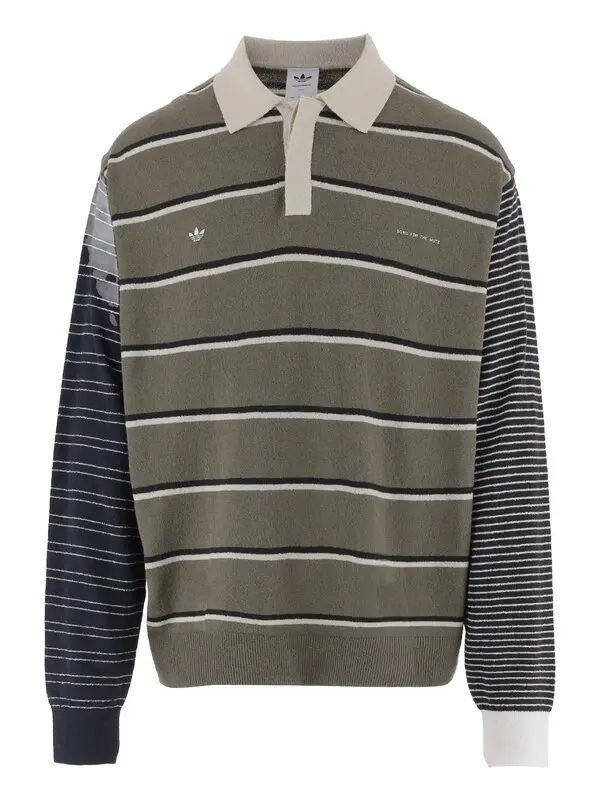 ADIDAS X SONG FOR THE MUTE Striped Cotton Blend Polo Shirt - Multi