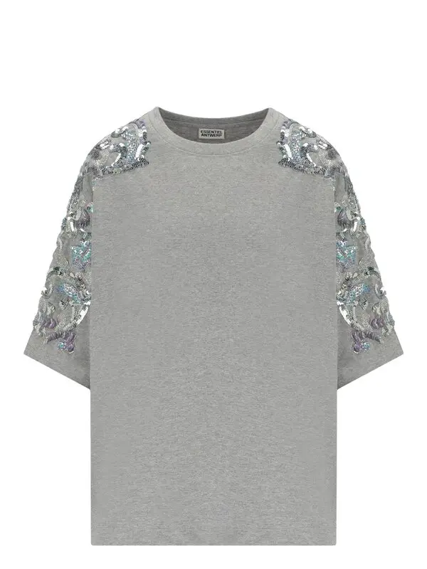 Essentiel Antwerp Embellished Cotton T-shirt - Grey