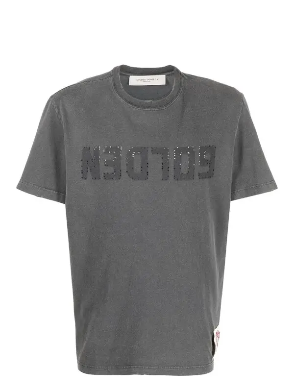 GOLDEN GOOSE Distressed Logo T-shirt - Anthracite