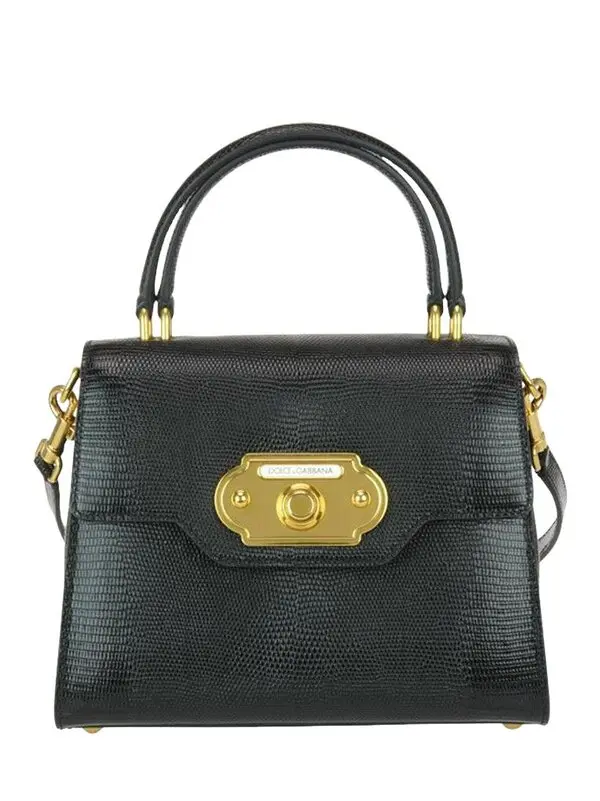 Dolce & Gabbana Top Handle Bag With Gold Tone Clasp - Nero