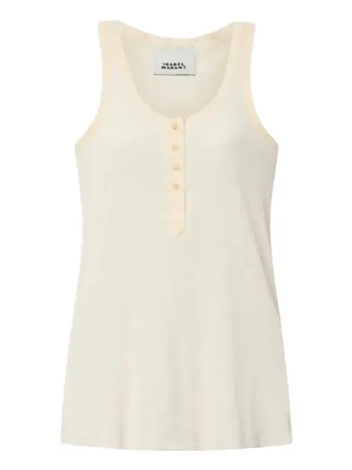 Isabel Marant Étoile Helma Ribbed Henley Tank Top - Ecru