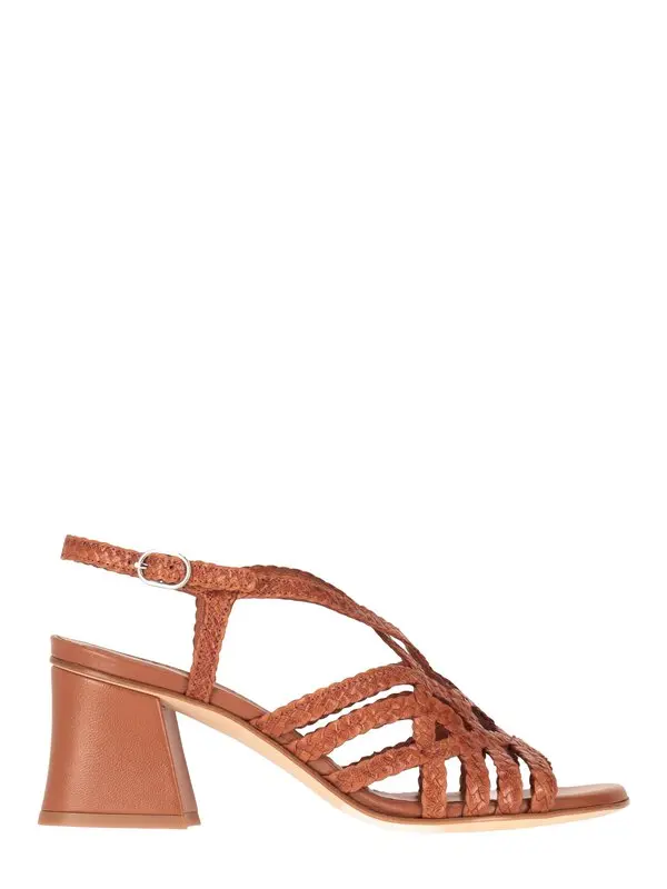 LA ROSE Turin Trenzado Heeled Sandals - Toffee