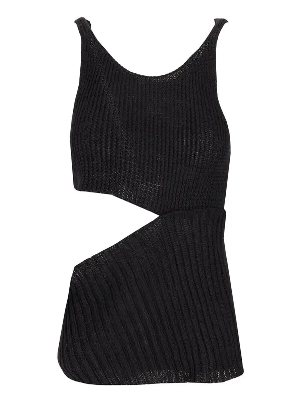 ANN DEMEULEMEESTER Asymmetrical Knitted Top - Black