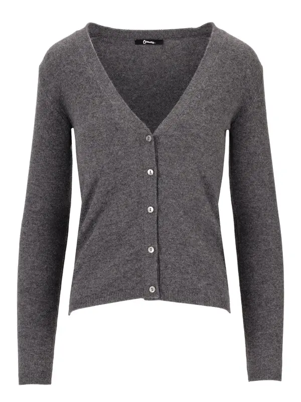 LA ROSE Cashmere V-neck Cropped Cardigan - Graphite