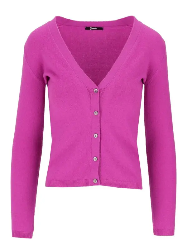 LA ROSE Cashmere V-neck Cropped Cardigan - Violeta
