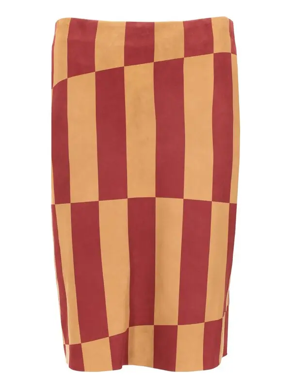 LA ROSE Nappa Printed Skirt - Rosso