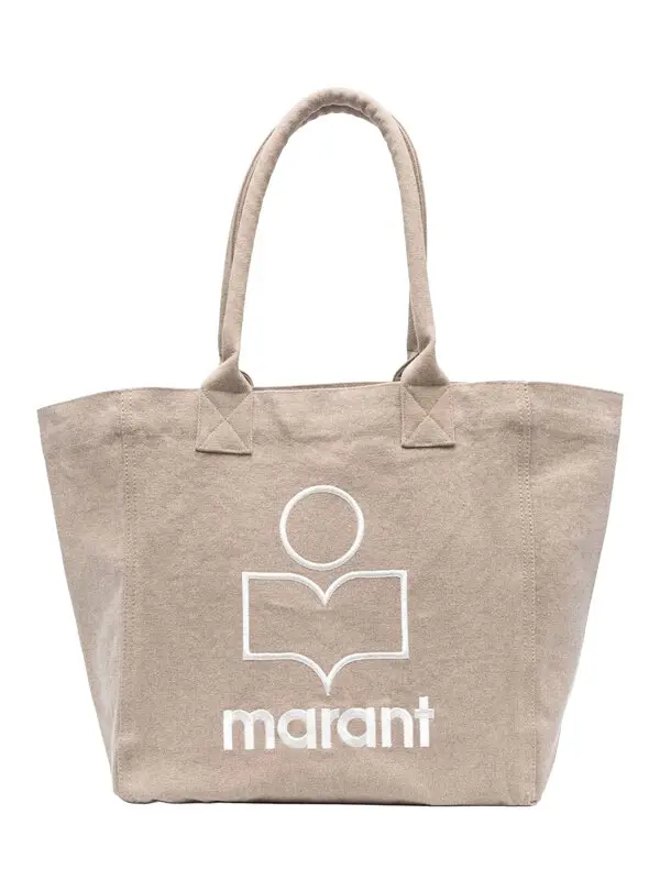 Isabel Marant Étoile Washed Cotton Logo Tote Bag - Beige