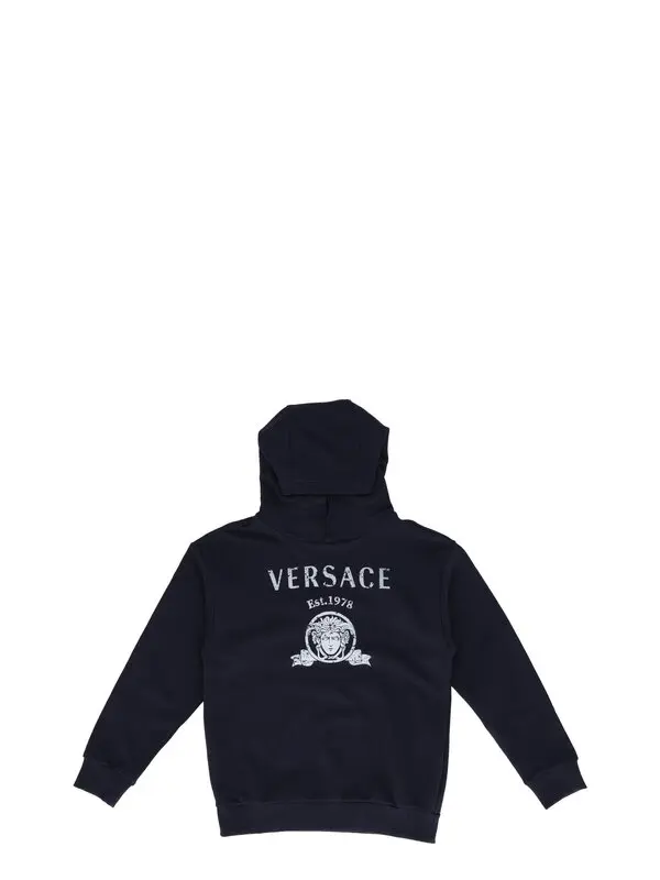 Versace Graphic Print Hoodie - Blu