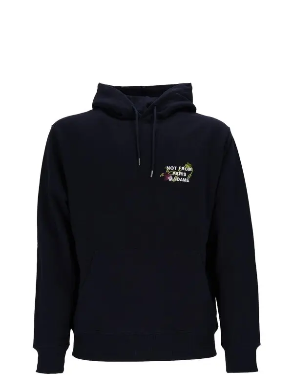 DR�LE DE MONSIEUR Dr Le De Monsieur Navy Vine Embroidered Slogan Hoodie - Blu