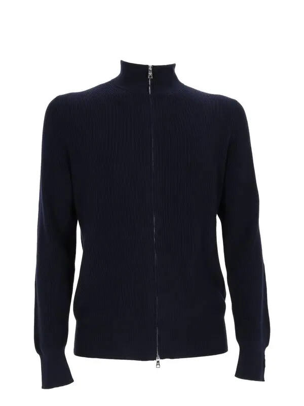 BALLANTYNE Full Zip Ribbed Pullover - Blu