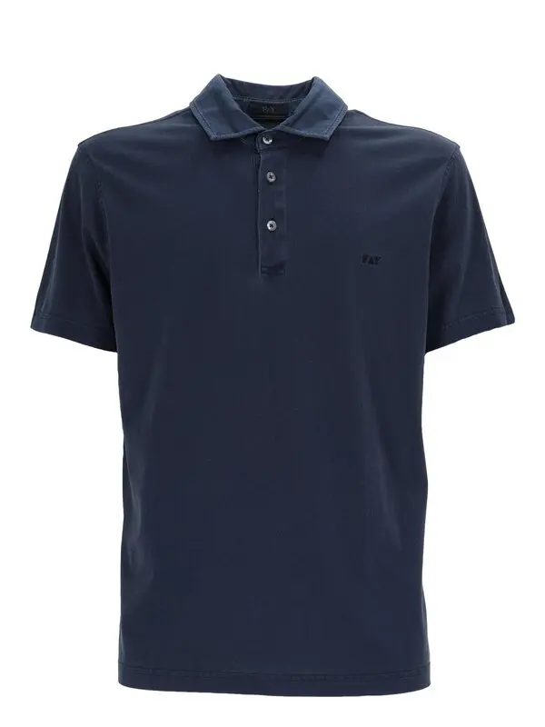FAY Jersey Frosted Embroidery Polo Shirt - Blu
