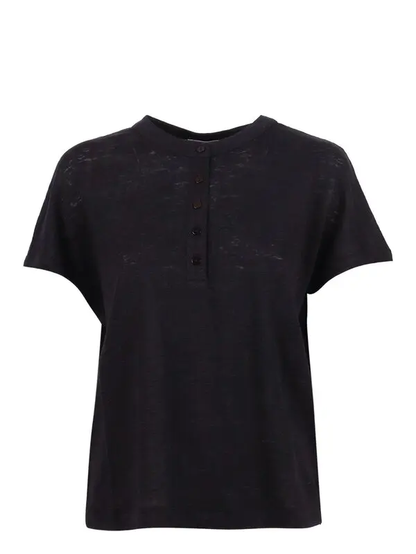 KANGRA Serafino Linen Jersey Button-up Top - Red