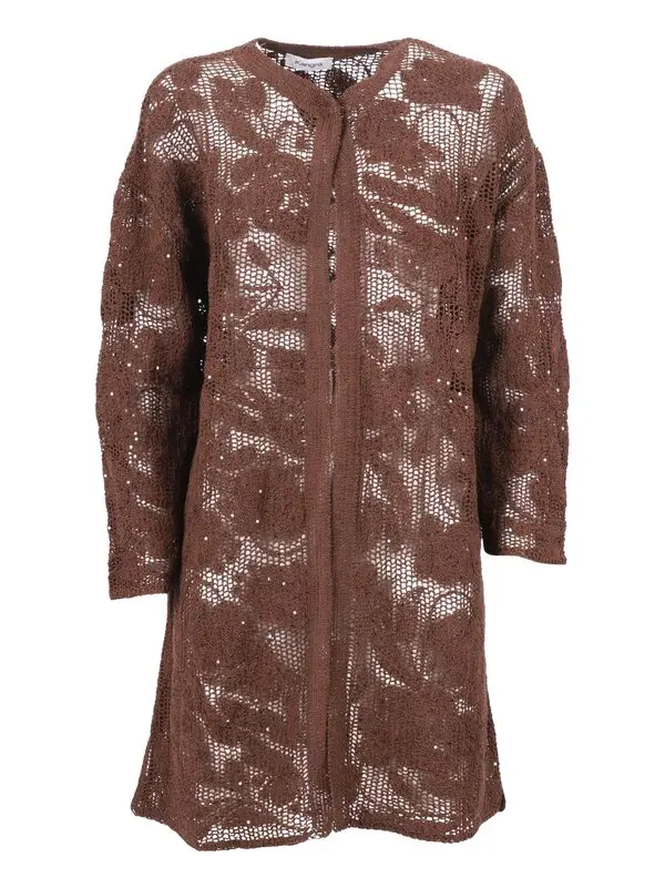 KANGRA Embroidered Sequined Cardigan - Red