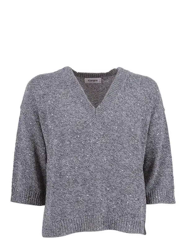 KANGRA Sequined Elbow Sleeve Pullover - Other