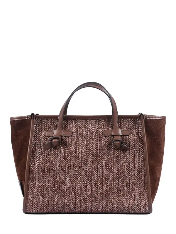 GIANNI CHIARINI Leather And Fabric Tote Bag - Red