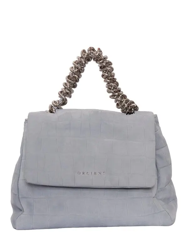 CLAUDIO ORCIANI Croc Effect Handbag With Chain Detail - Blue