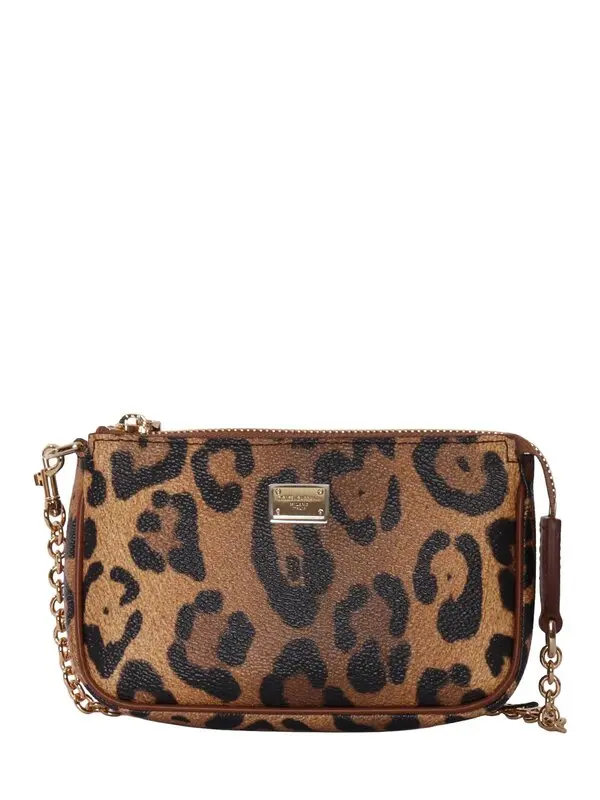 Dolce & Gabbana Leopard Print Shoulder Bag - Red