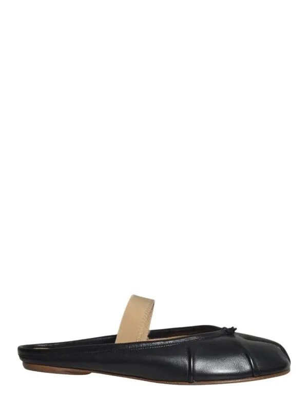 MAISON MARGIELA Black Leather Ballerina Flat Shoes - Nero