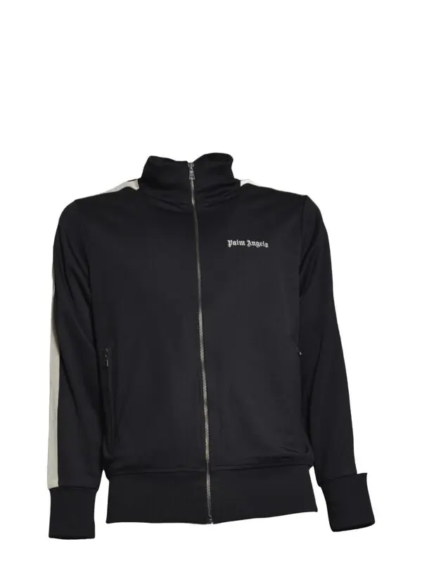 Palm Angels Zip-up Track Jacket With Contrast Stripes - Nero