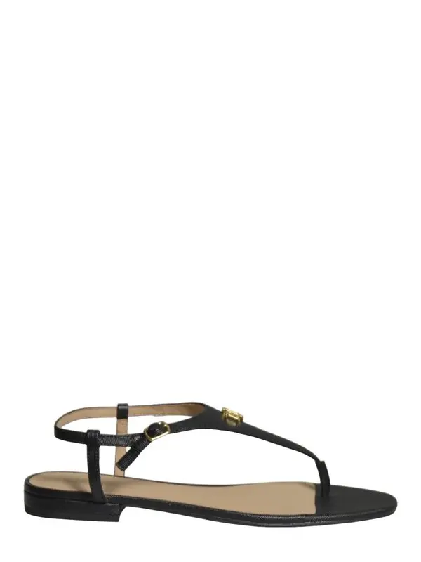 Ralph Lauren Flat Sandals With Buckle Detail - Nero
