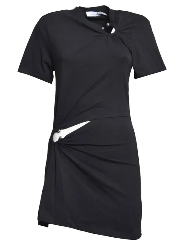 Rabanne Black Metal Embellished Asymmetrical T-shirt Dress - Nero