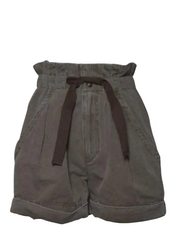 MARANT ETOILE Elasticated Waist Paper Bag Waist Shorts - Marrone