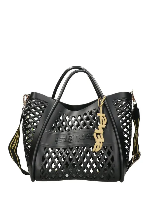 SENSI STUDIO Perforated Rubber Tote Bag With Logo Detail - Black